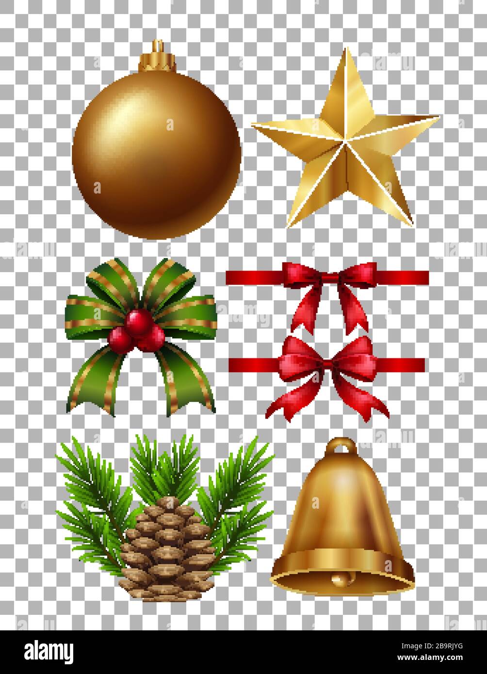 Set of party ornaments and other decorations on white background ...