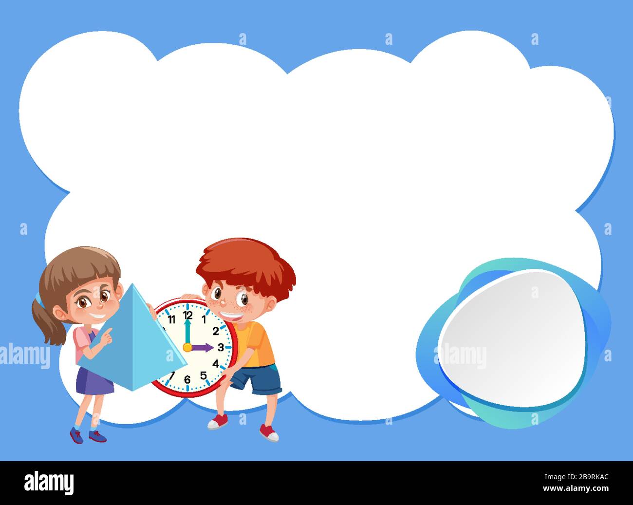 Background design template with two happy kids illustration Stock ...