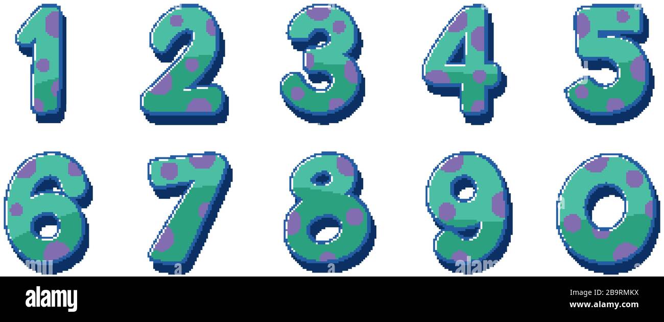 Font design for number one to zero on white background illustration ...