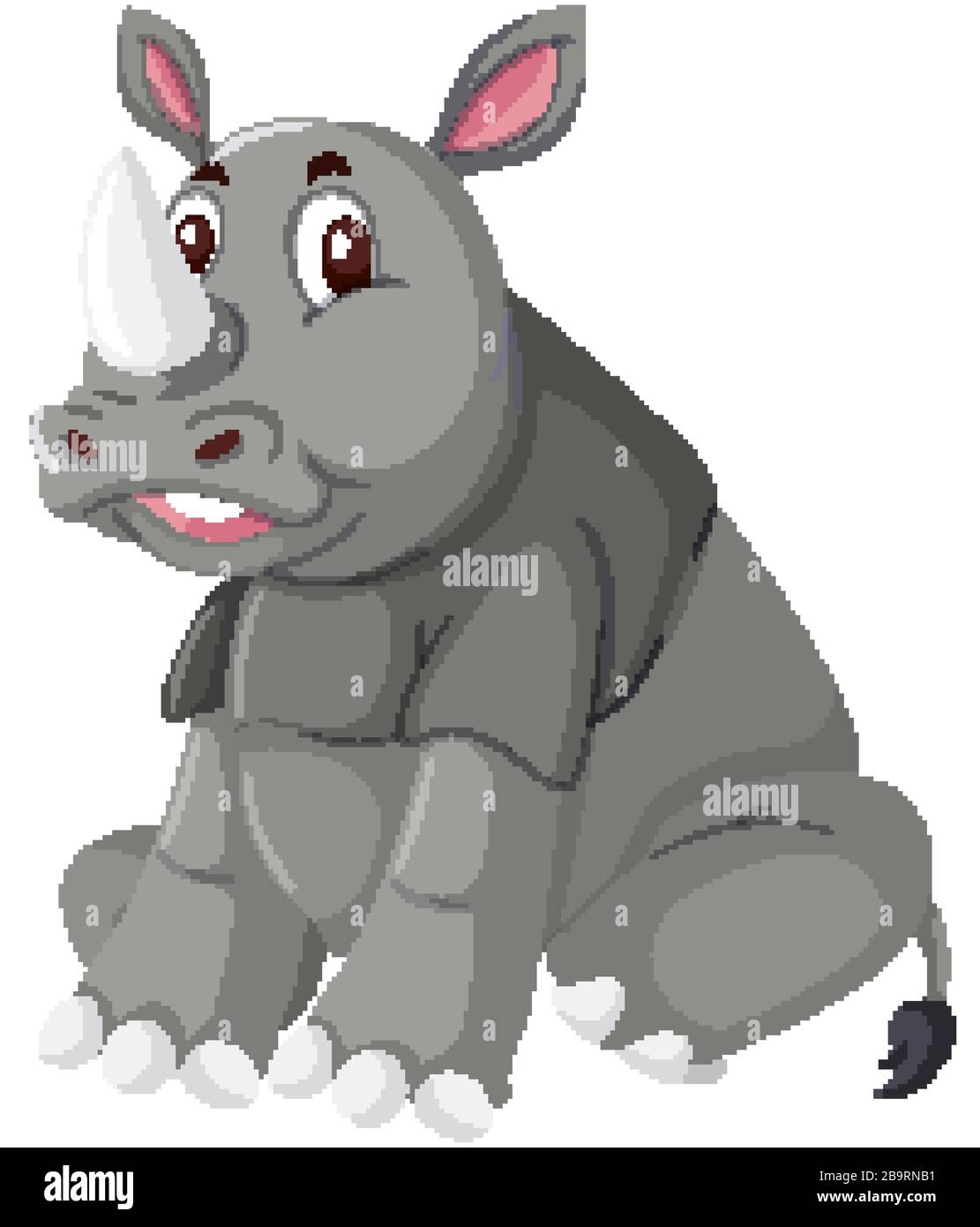 Cute rhino on white background illustration Stock Vector Image & Art ...