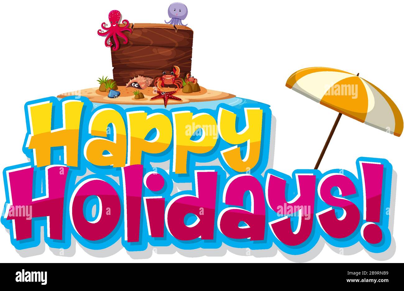 Font design template for word happy holidays on white background ...