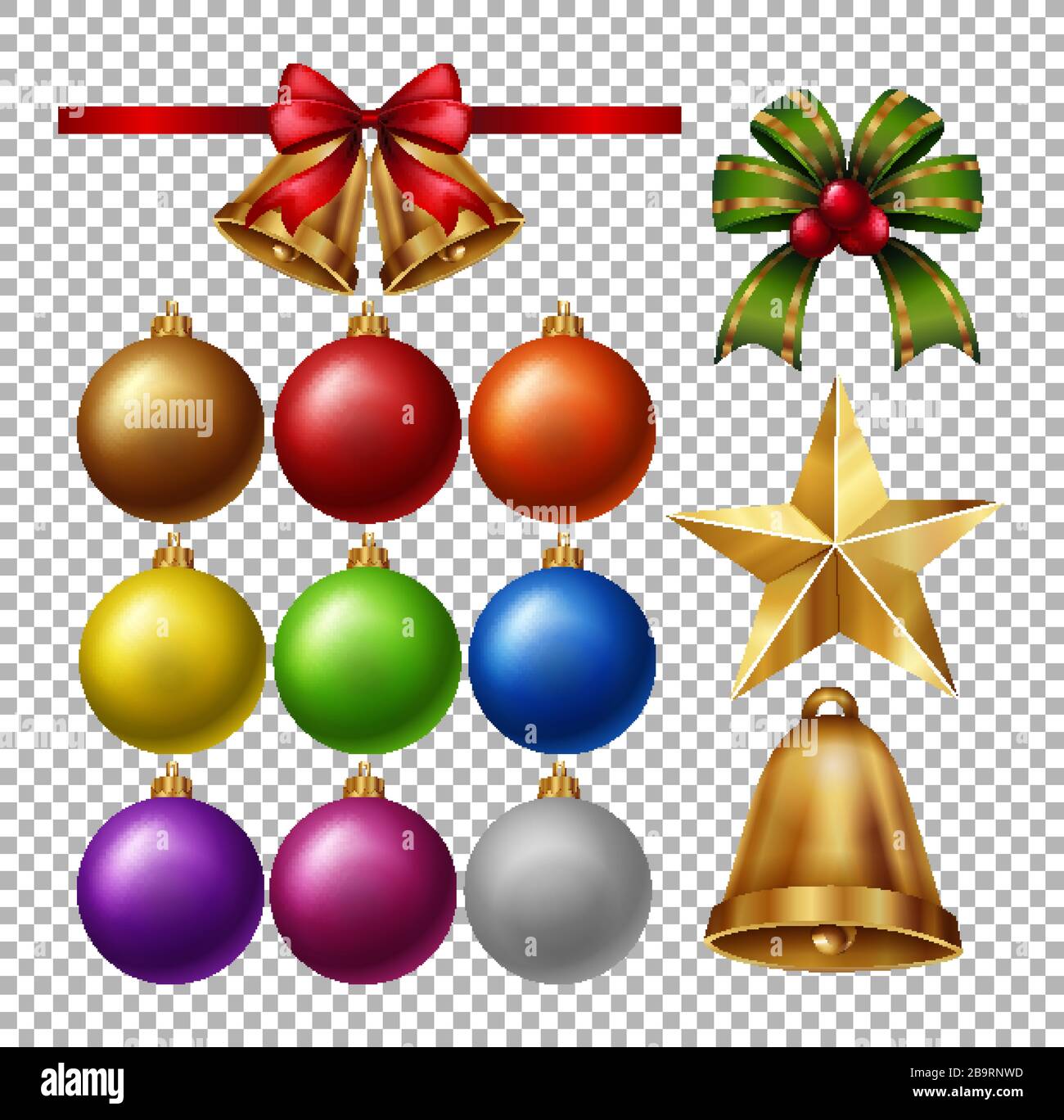 Set of party ornaments and other decorations on white background ...