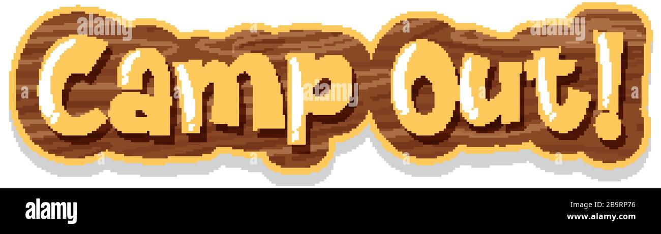 Font design for word camp out on white background illustration Stock ...