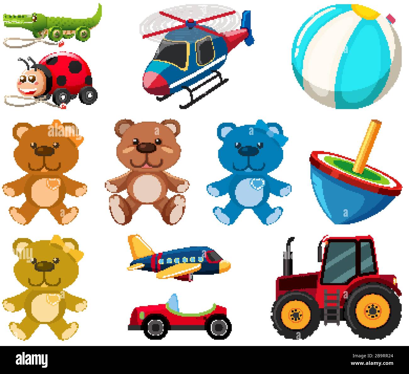 Large set different toys on white background illustration Stock Vector ...