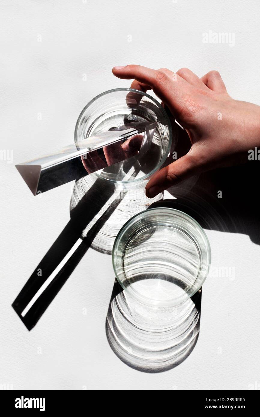 Experimenting with light and glass Stock Photo - Alamy
