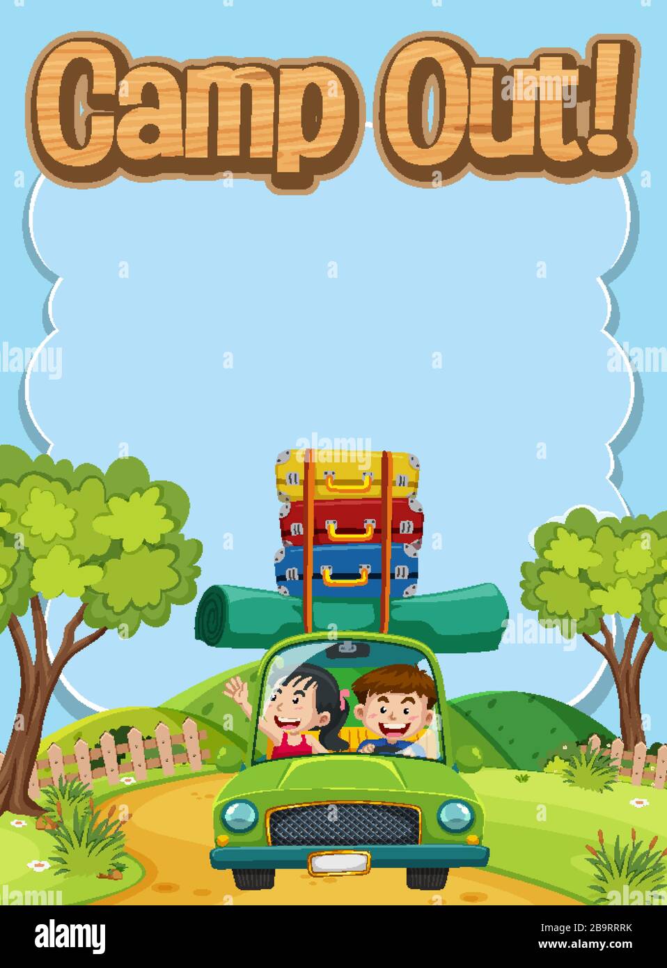 Font design for word camp out with kids in the park illustration Stock ...