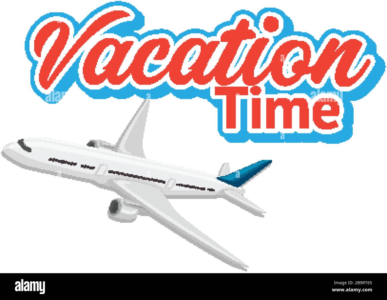 Font design for word vacation time with airplane flying illustration ...