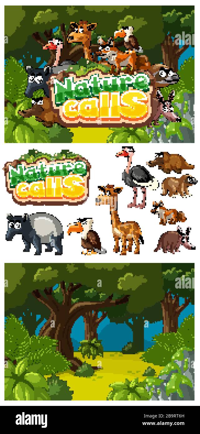 Background design with word nature calls illustration Stock Vector ...