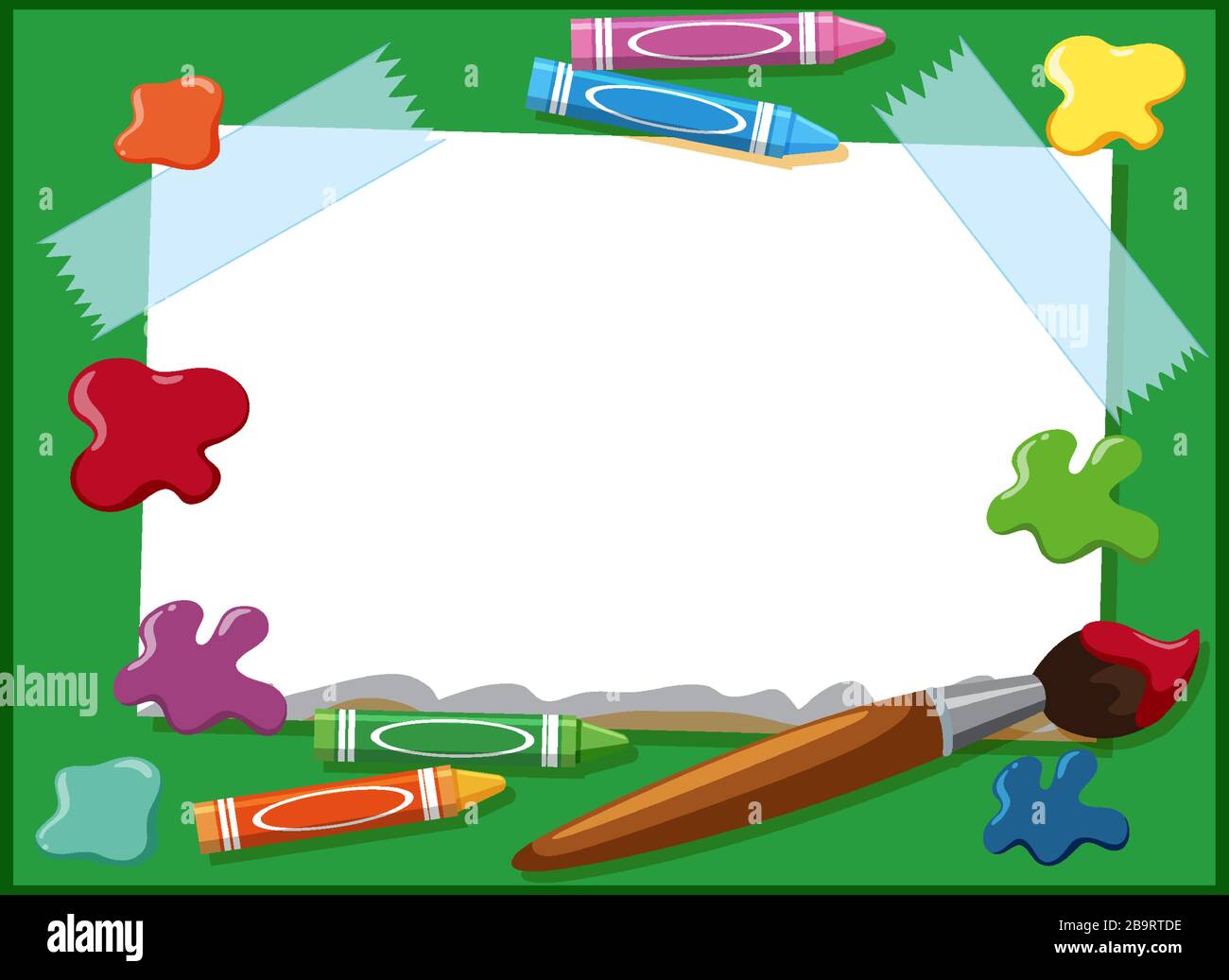 Background design template with crayons and paintbrush illustration ...