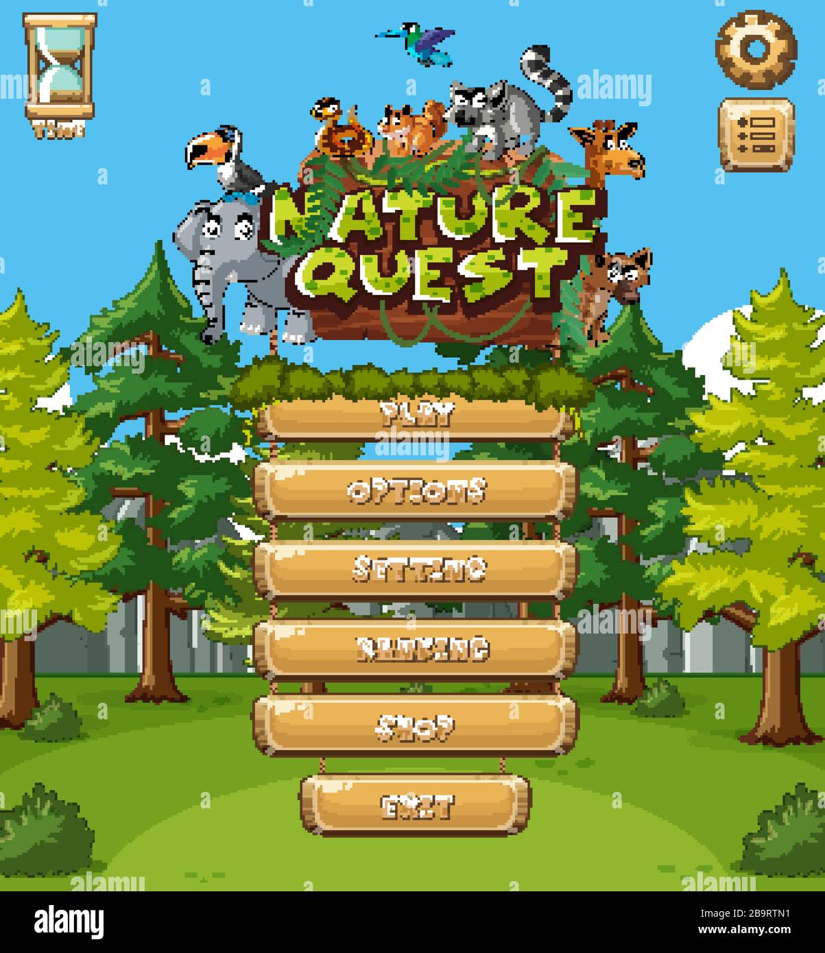 Background design for computer game with forest background illustration ...