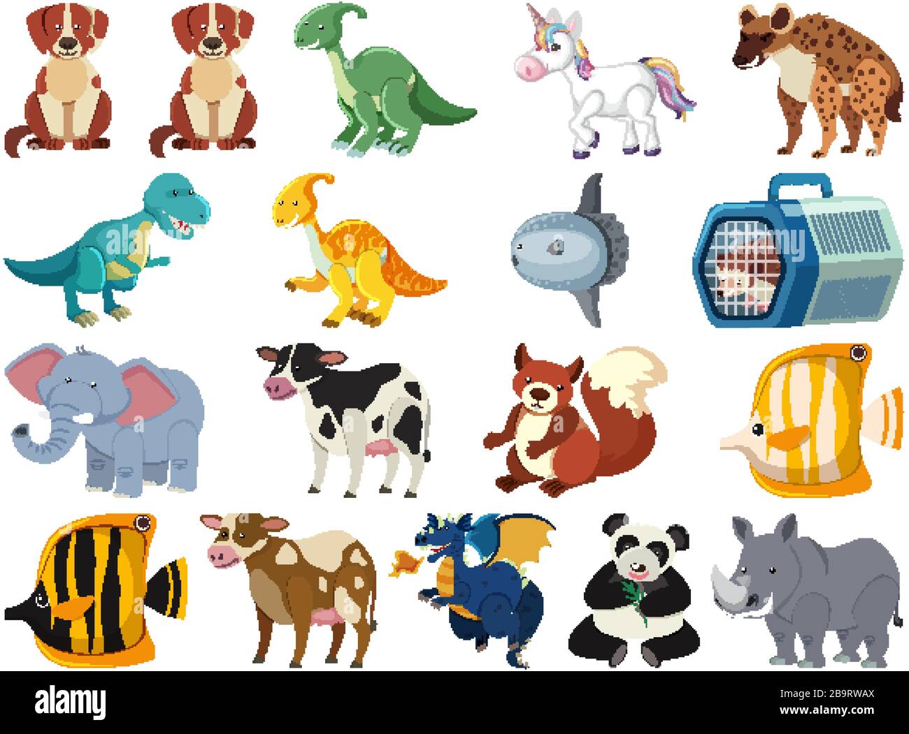 Large set of wild animals on white background illustration Stock Vector ...