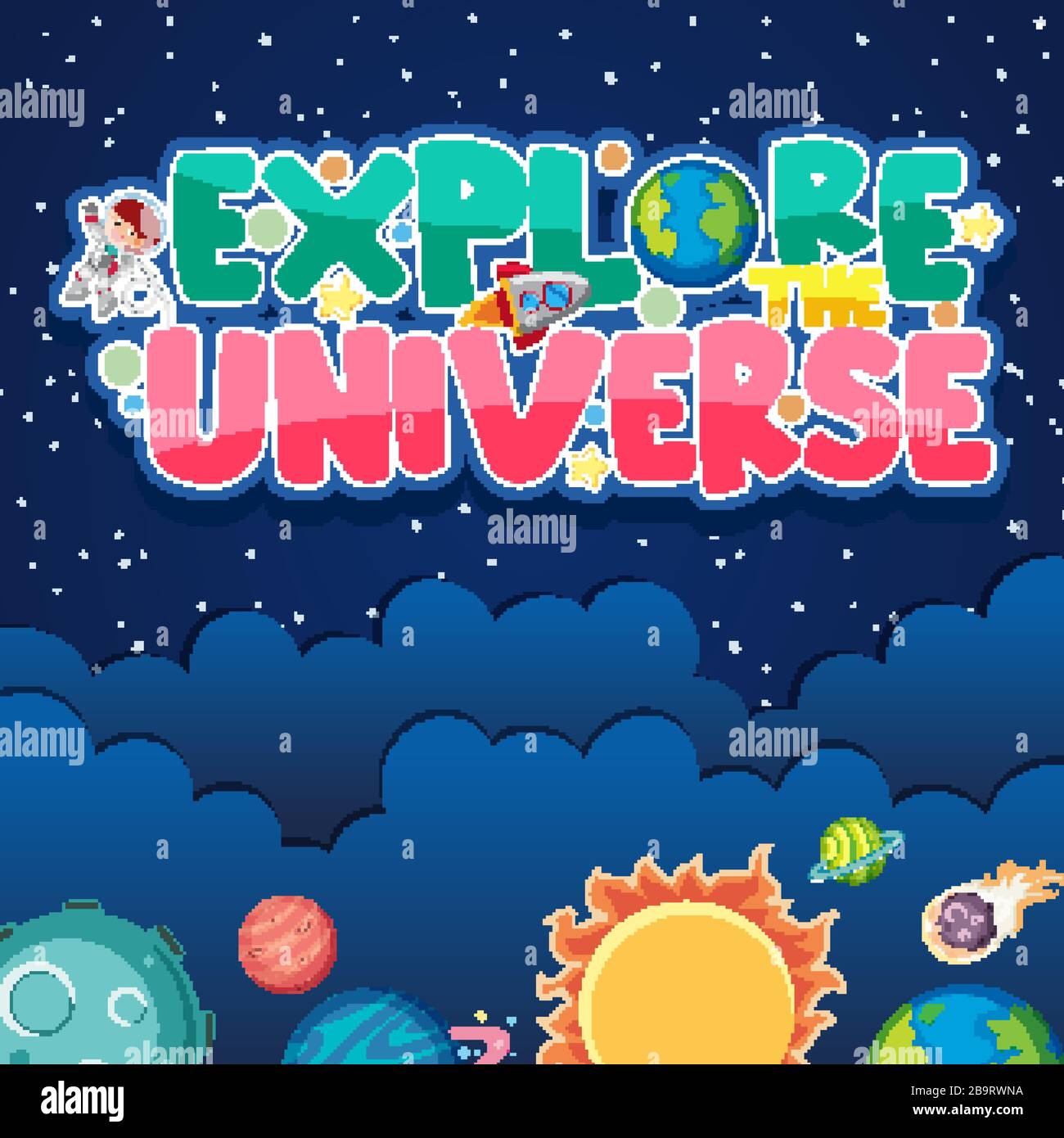 Poster design with many planets in solar system background illustration ...