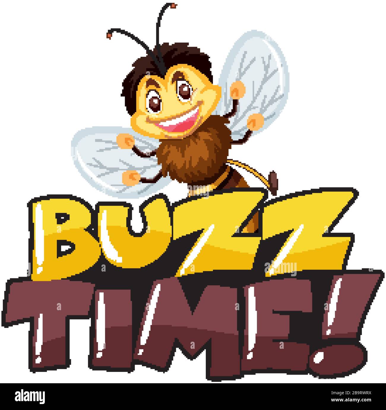 Font design for word buzz time with happy bee smiling illustration ...