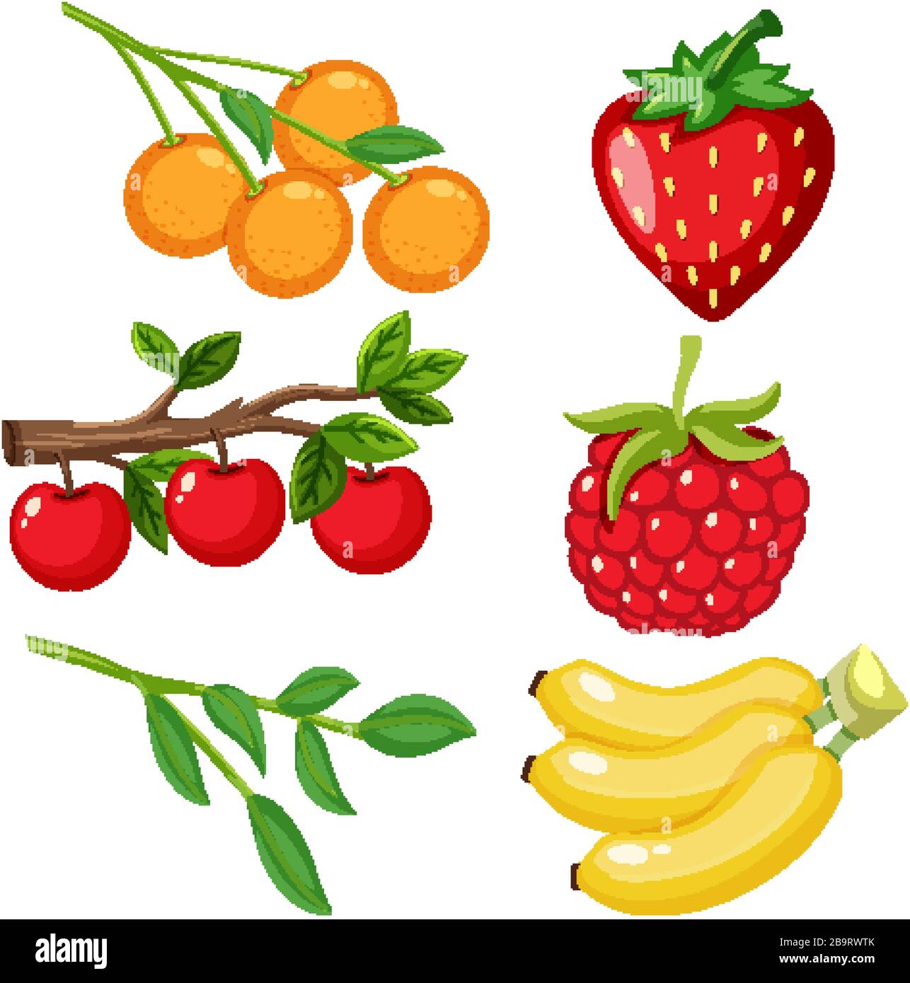 Large set of different types of fruits on white background illustration ...