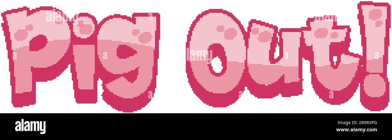 Font design template for word pig out in pink color illustration Stock ...