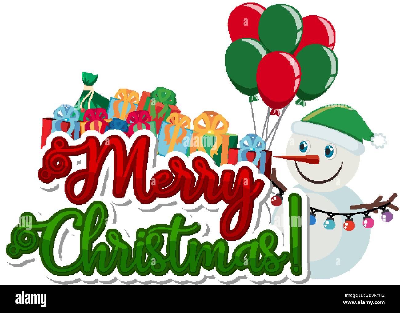 Font Design Template For Merry Christmas With Snowman And Balloons font-design-template-for-merry-christmas-with-snowman-and-balloons