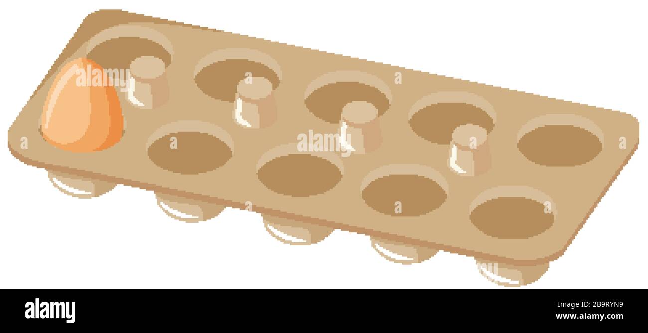 Tray with one egg on white background illustration Stock Vector Image ...