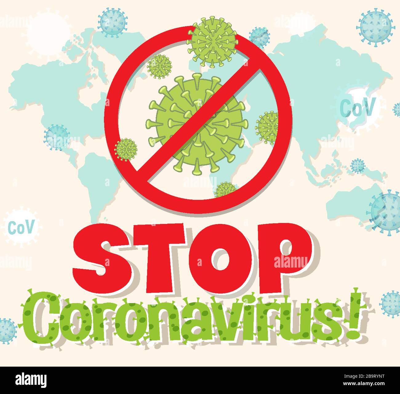 Coronavirus poster design with word stop virus illustration Stock ...