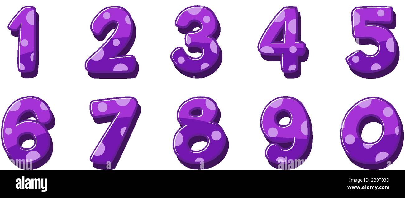 Font design for numbers one to zero on white background illustration ...