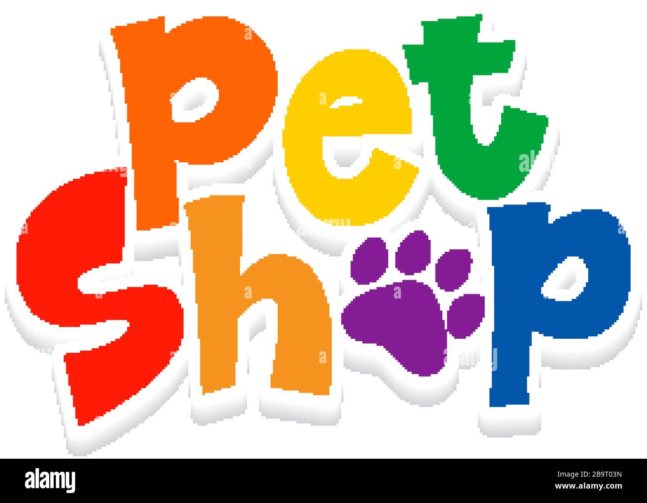 Font design for word pet shop on white background illustration Stock ...