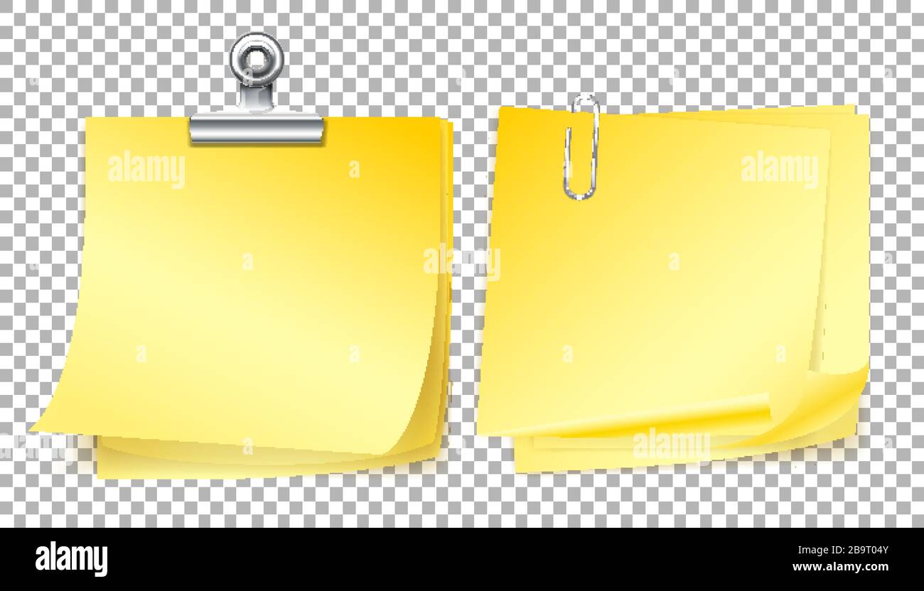 Yellow note papers on transparent background illustration Stock Vector ...