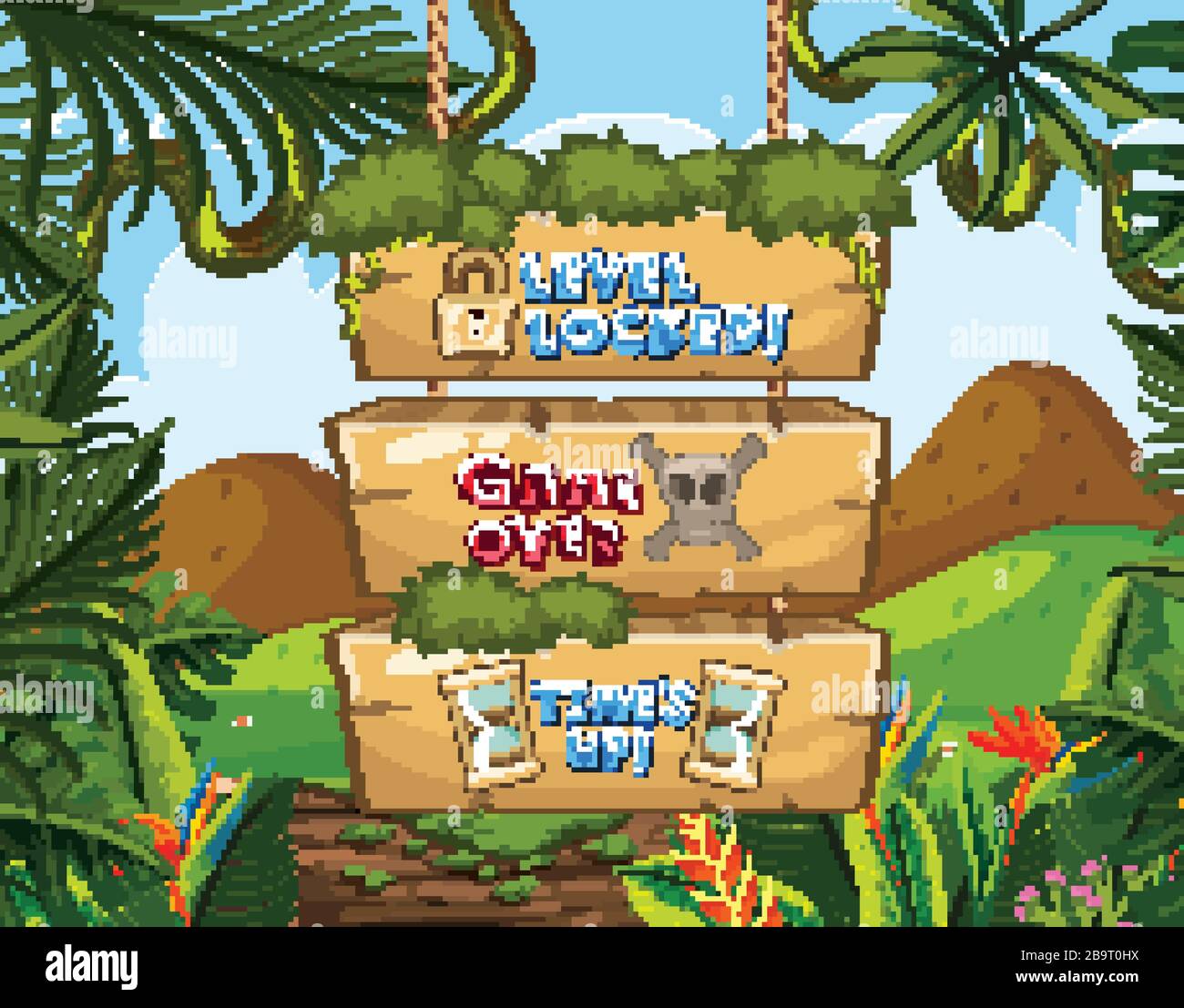 Game screen template with jungle theme illustration Stock Vector Image ...