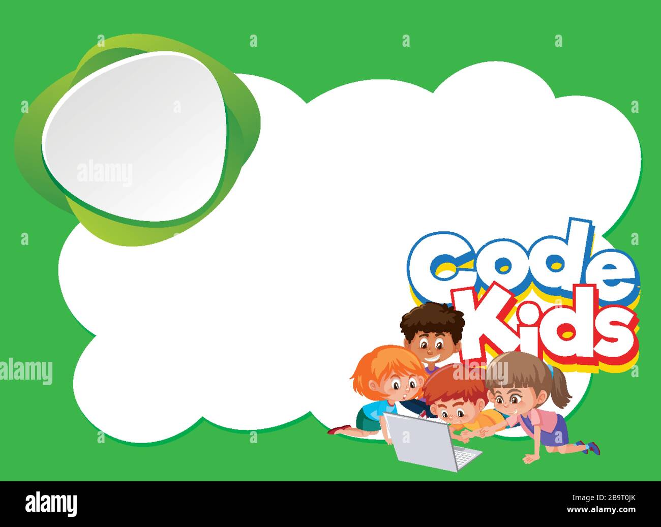 Background design template with happy children illustration Stock ...