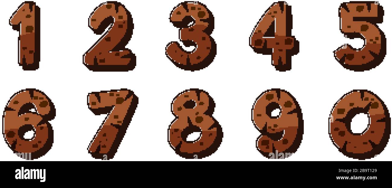 Font design for number one to zero on white background illustration ...