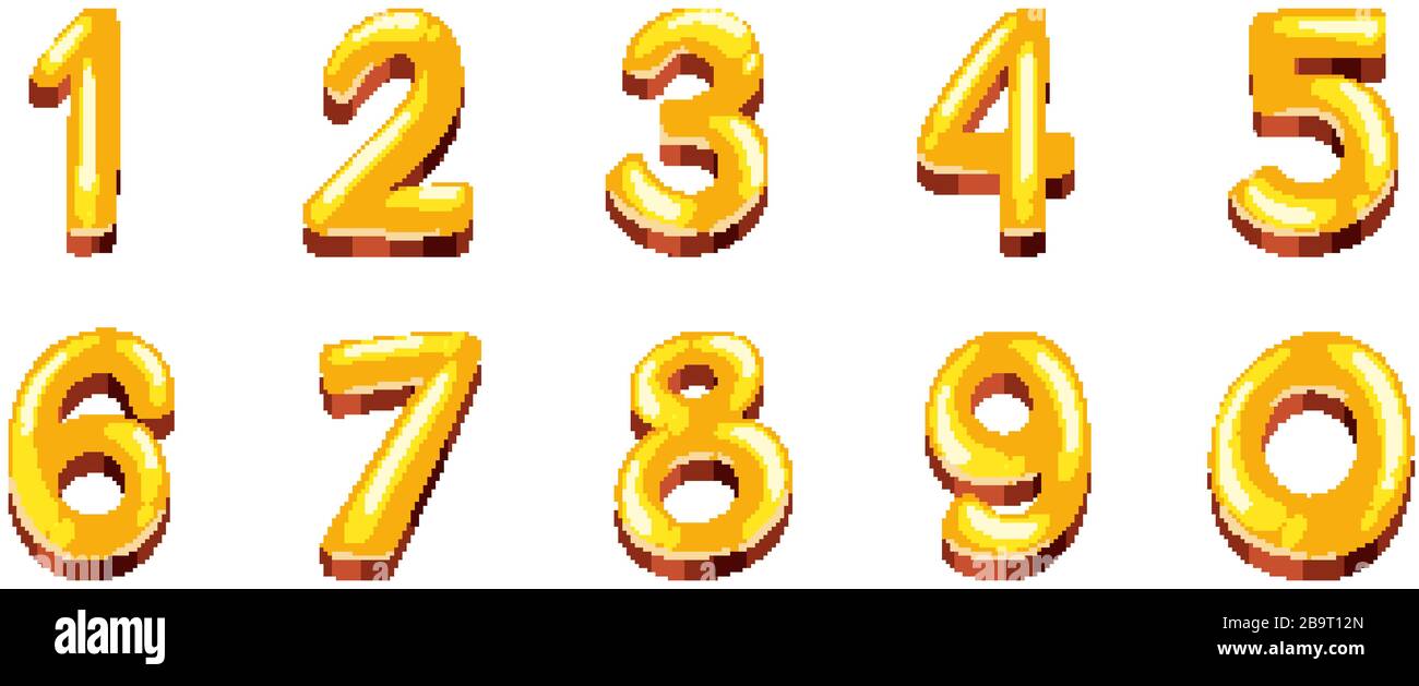 Font design for numbers one to zero on white background illustration ...