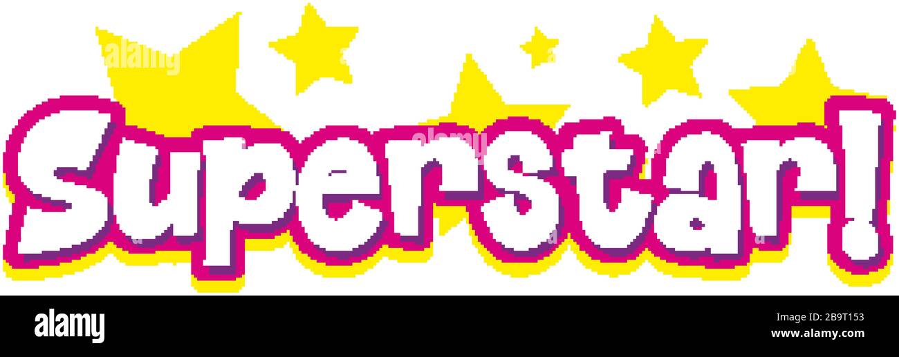 Font design for word superstar on white background illustration Stock ...