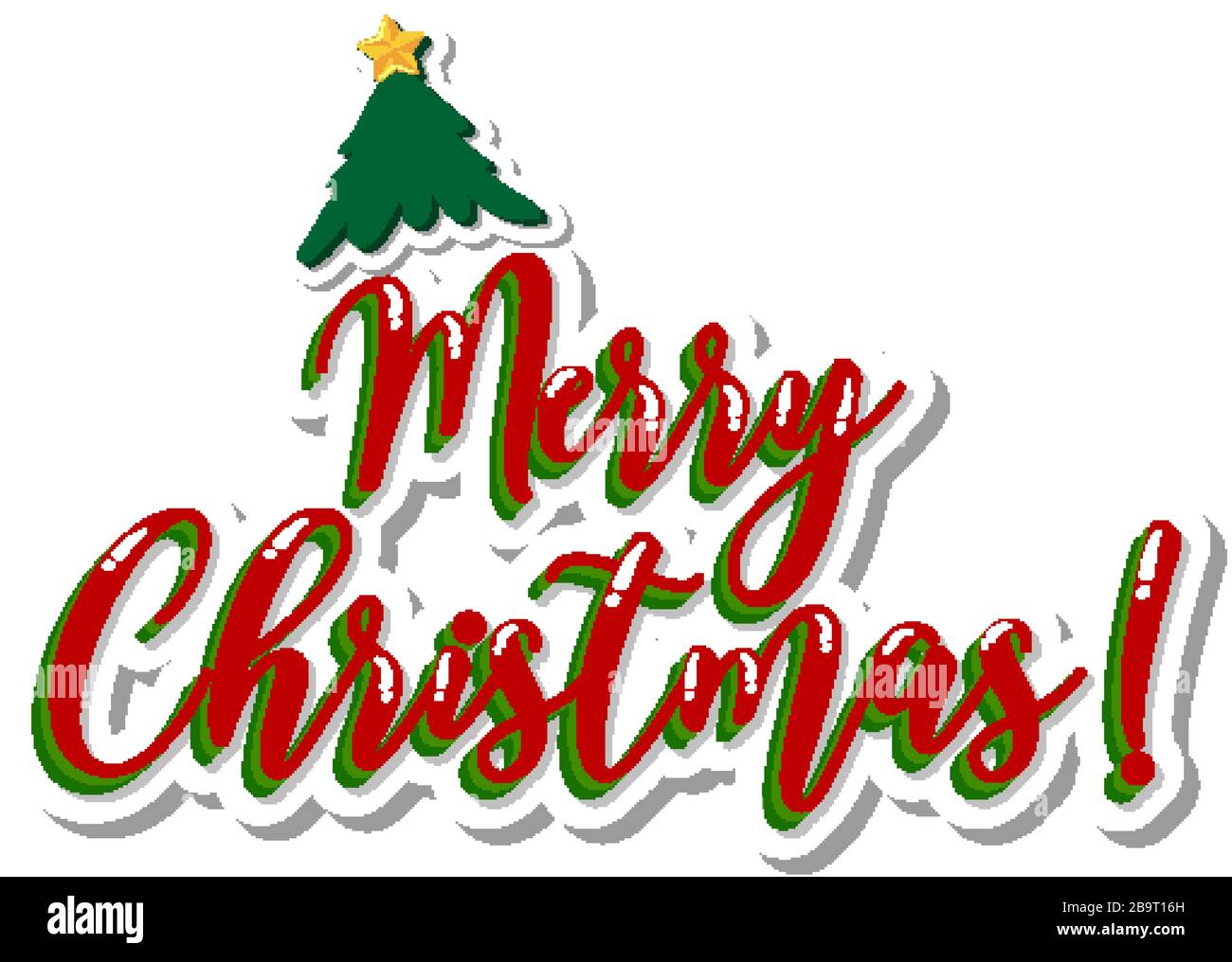 Font design template for merry christmas on white background ...