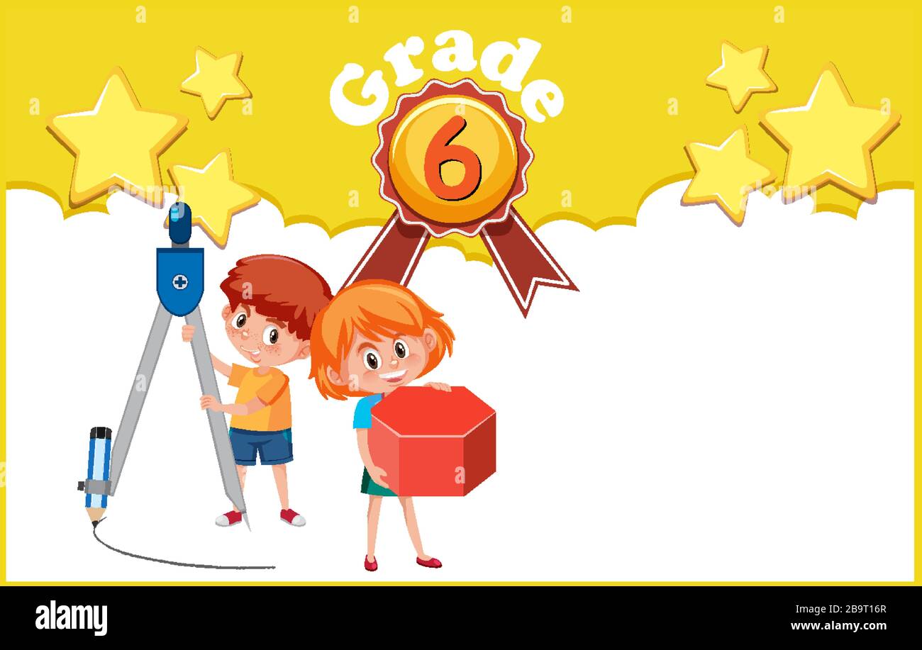 Background design template with children from grade 6 illustration ...