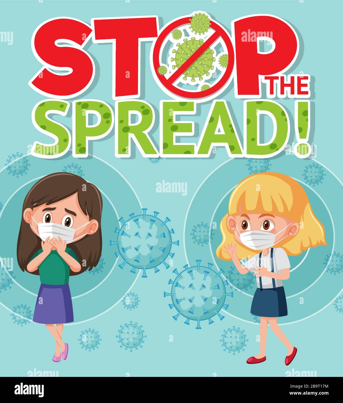 Coronavirus poster design with word stop the spread illustration Stock ...