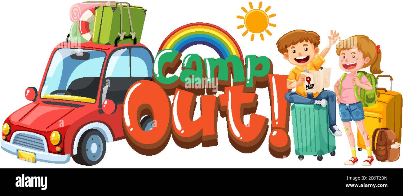 Font design for word camp out with kids on vacation illustration Stock ...