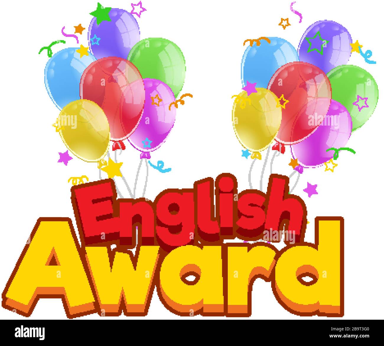 Font design for English award with colorful balloons illustration Stock ...