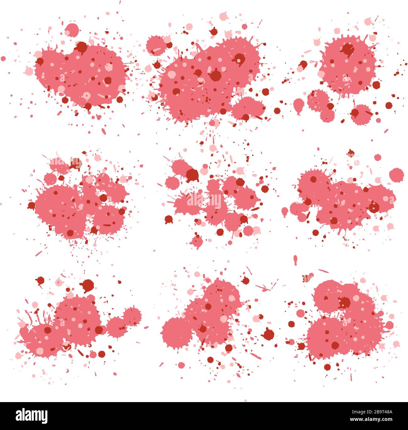 Set of watercolor splash in red on white background illustration Stock ...