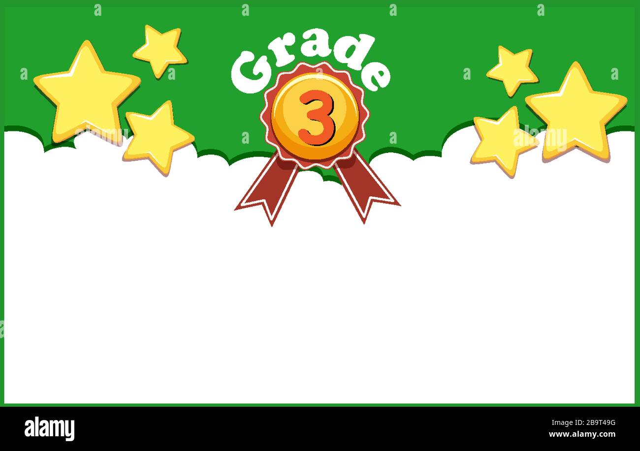 Background design template for grade three with yellow stars ...