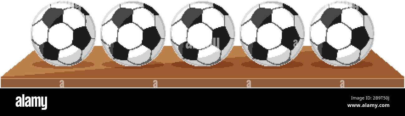 Five soccer balls on wooden board illustration Stock Vector Image & Art ...