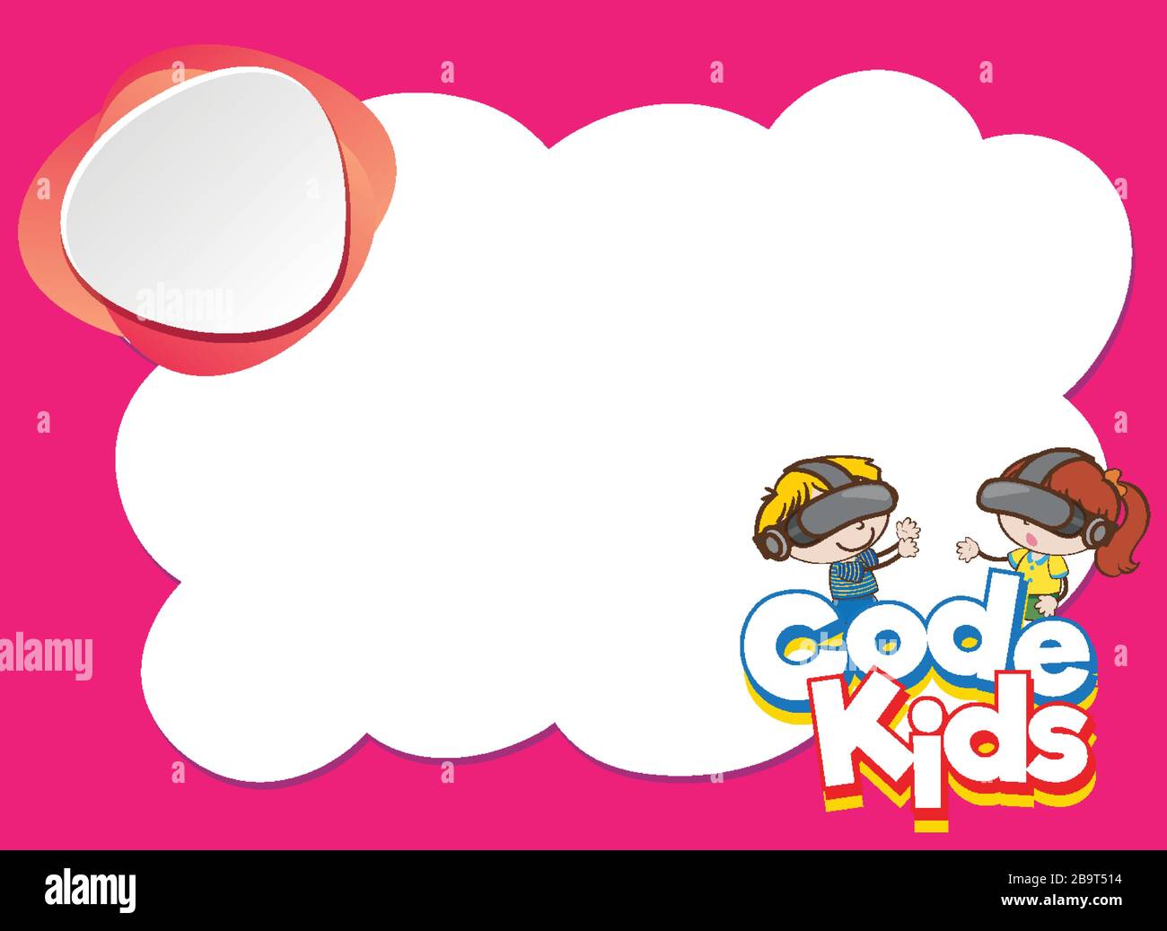 Background design template with two kids and word code kids ...