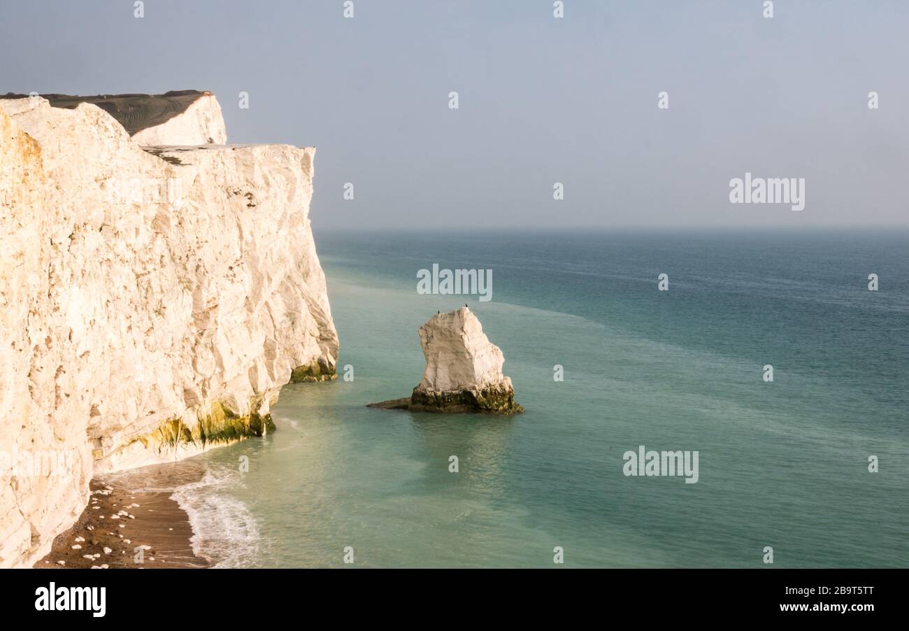 White Chalk Cliffs, Seaford, England. The iconic chalk cliffs of the ...