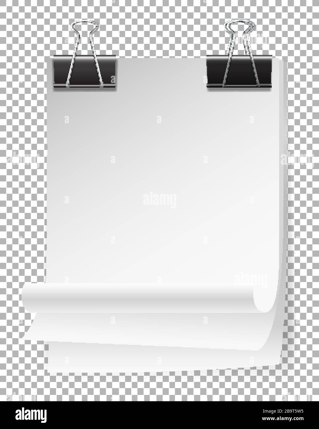 Blank white paper with two paper clips illustration Stock Vector Image ...