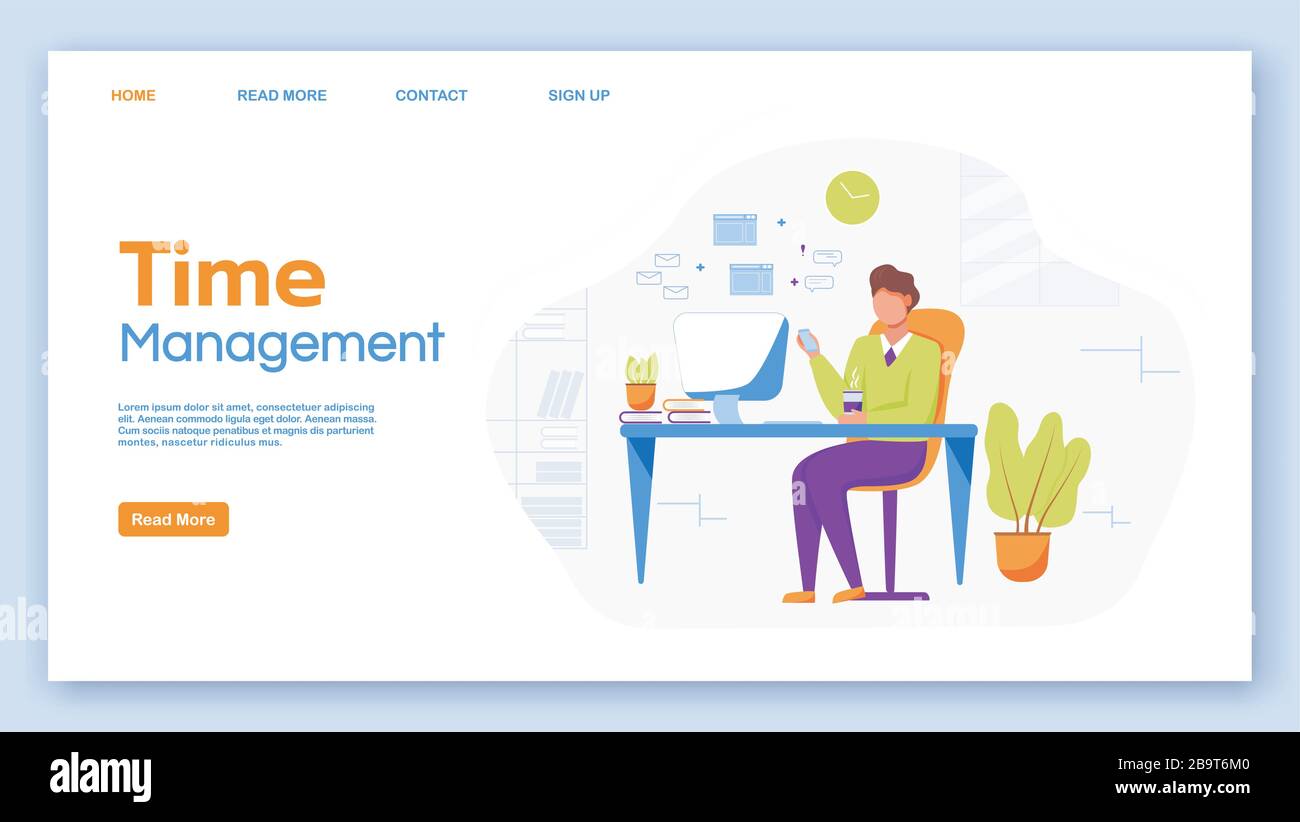 Time management landing page vector template Stock Vector Image & Art ...
