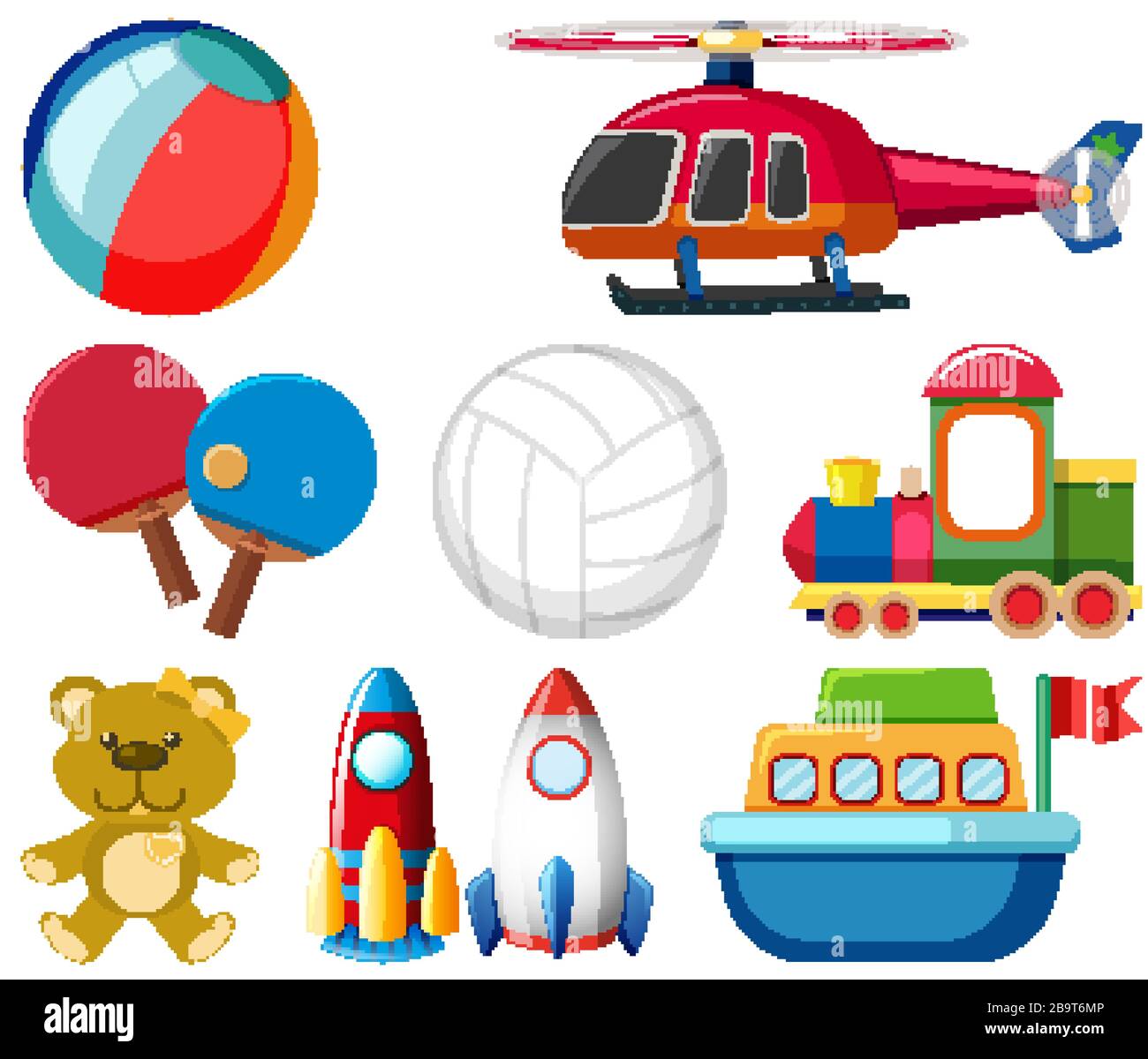 Large set different toys on white background illustration Stock Vector ...