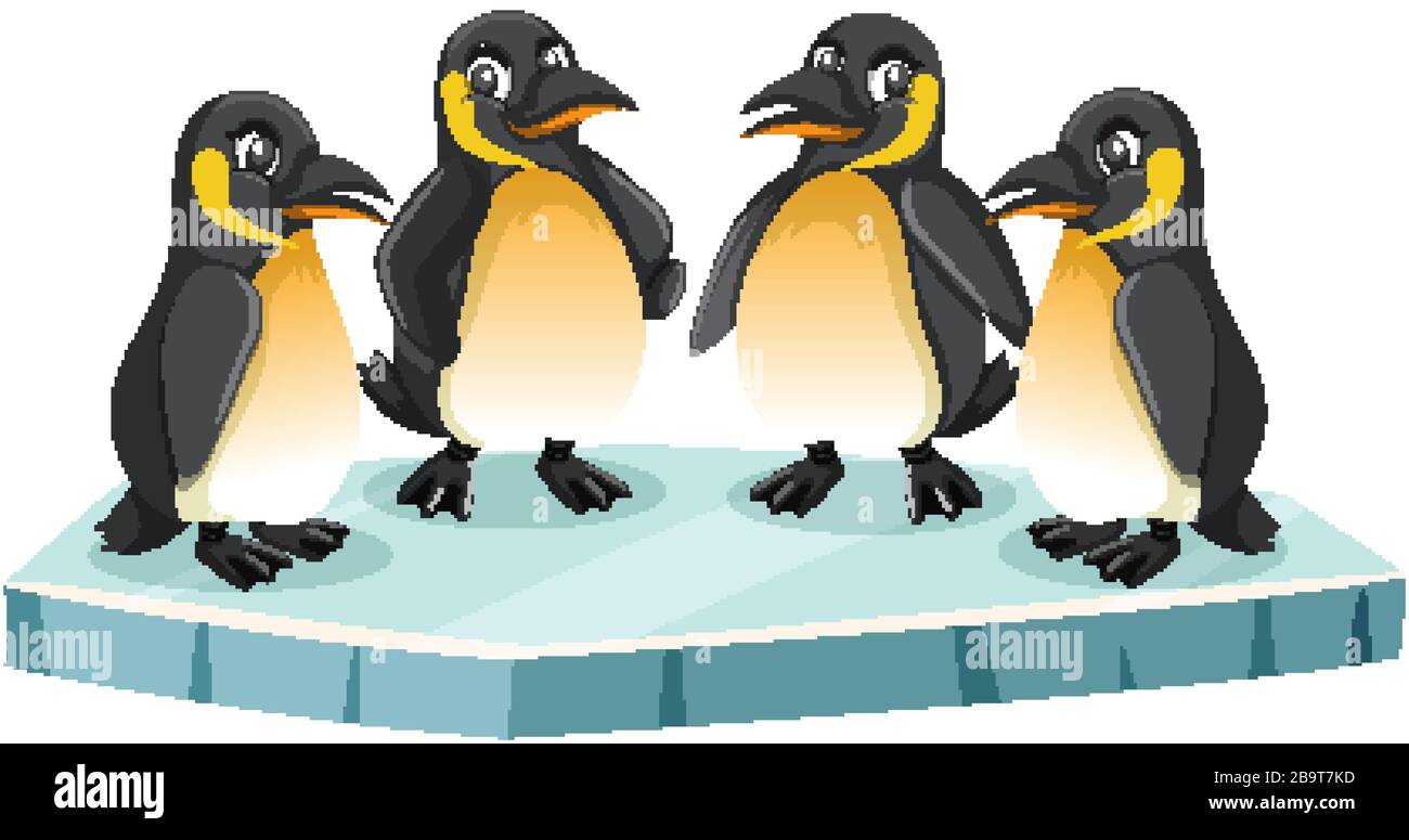 Four penguins on white background illustration Stock Vector Image & Art ...