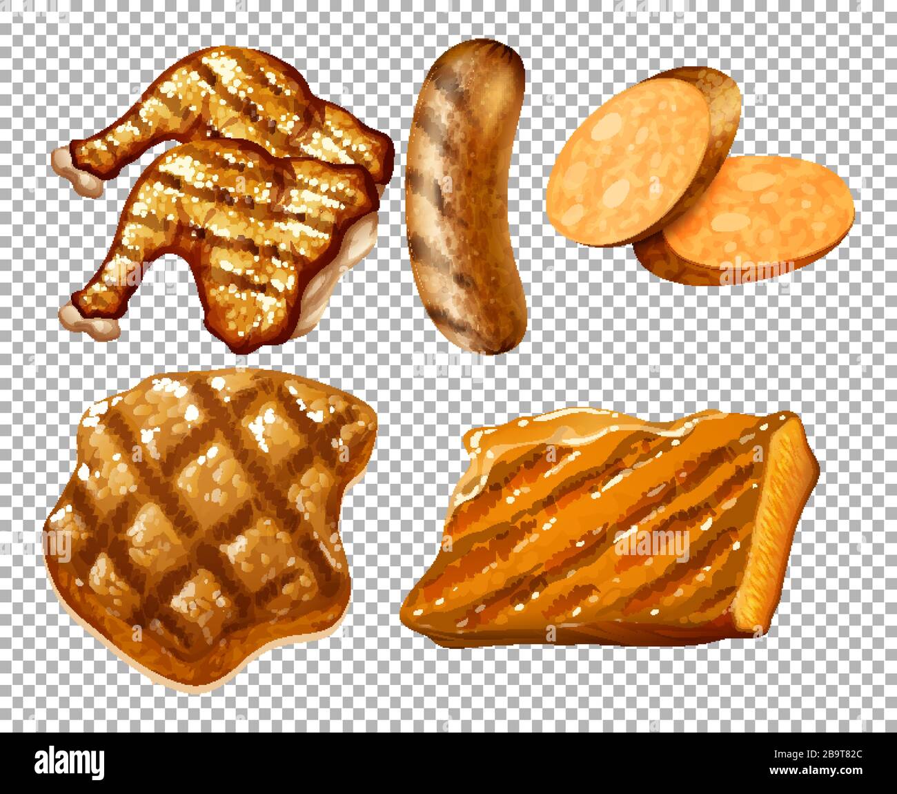 Grilled meats on transparent background illustration Stock Vector Image ...