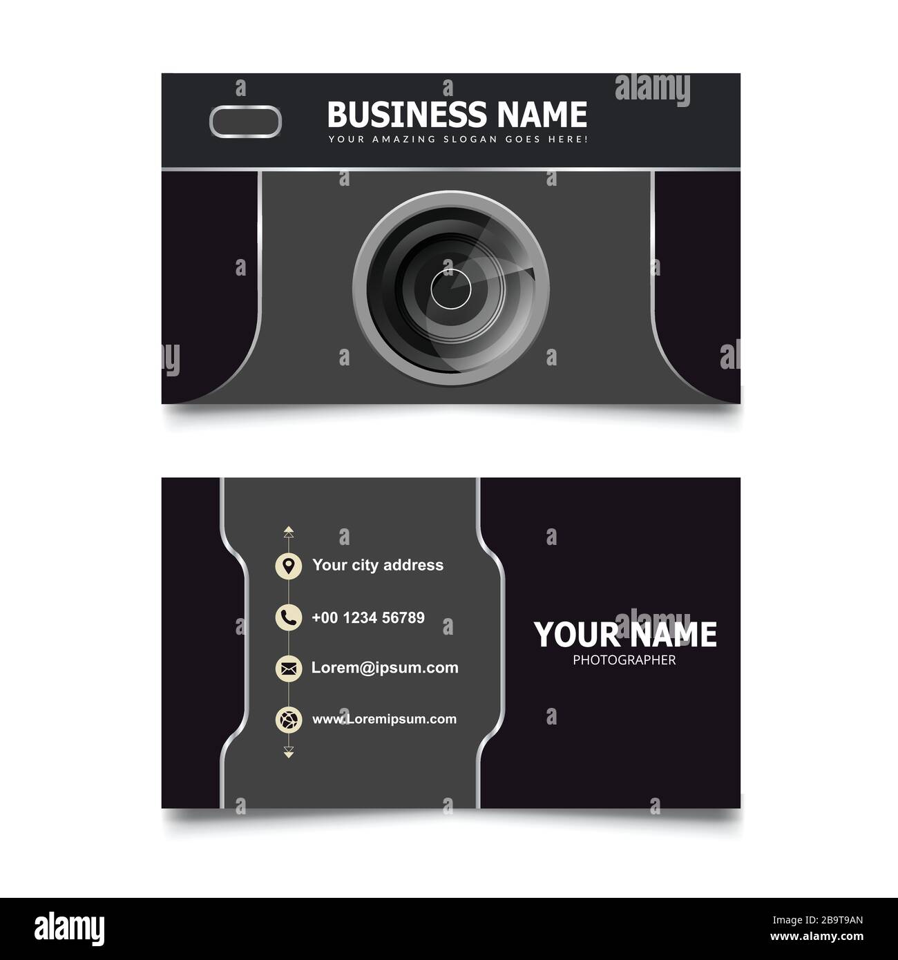 Photographer Business card design template Stock Vector Image & Art - Alamy