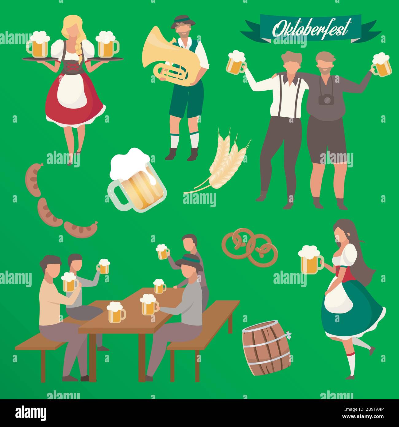 Oktoberfest flat vector illustrations set Stock Vector Image & Art - Alamy