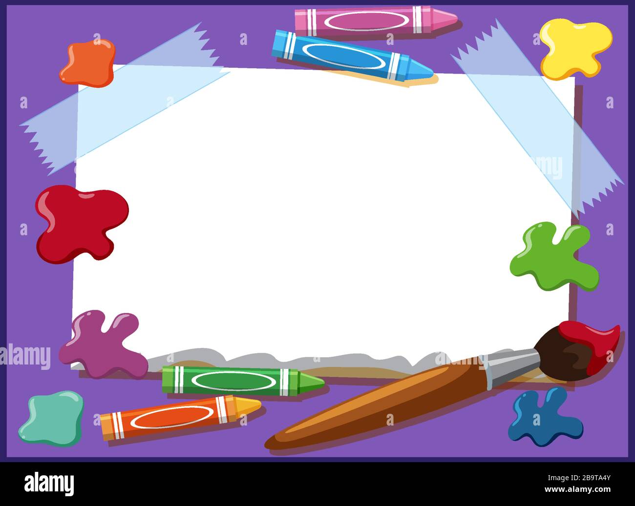 Background design template with crayons and paintbrush illustration ...