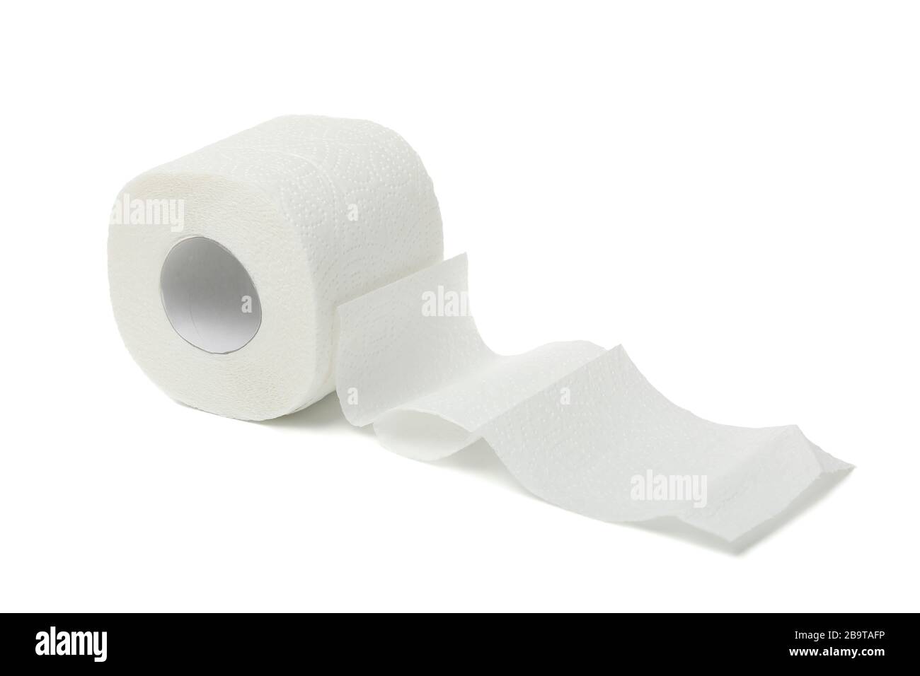 Single toilet paper isolated on white background Stock Photo - Alamy