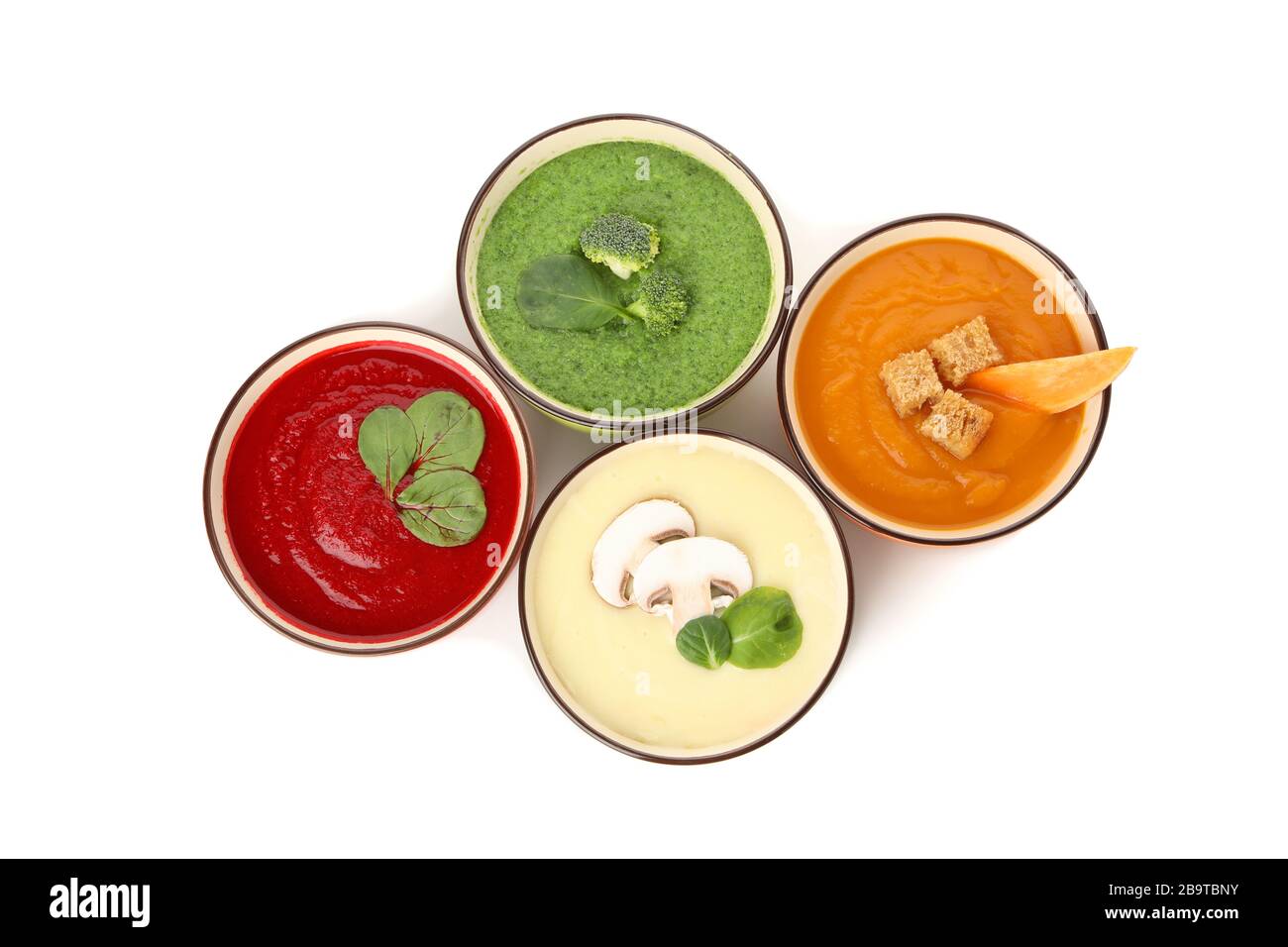 Vegetable soups isolated on white background. Healthy eating Stock ...